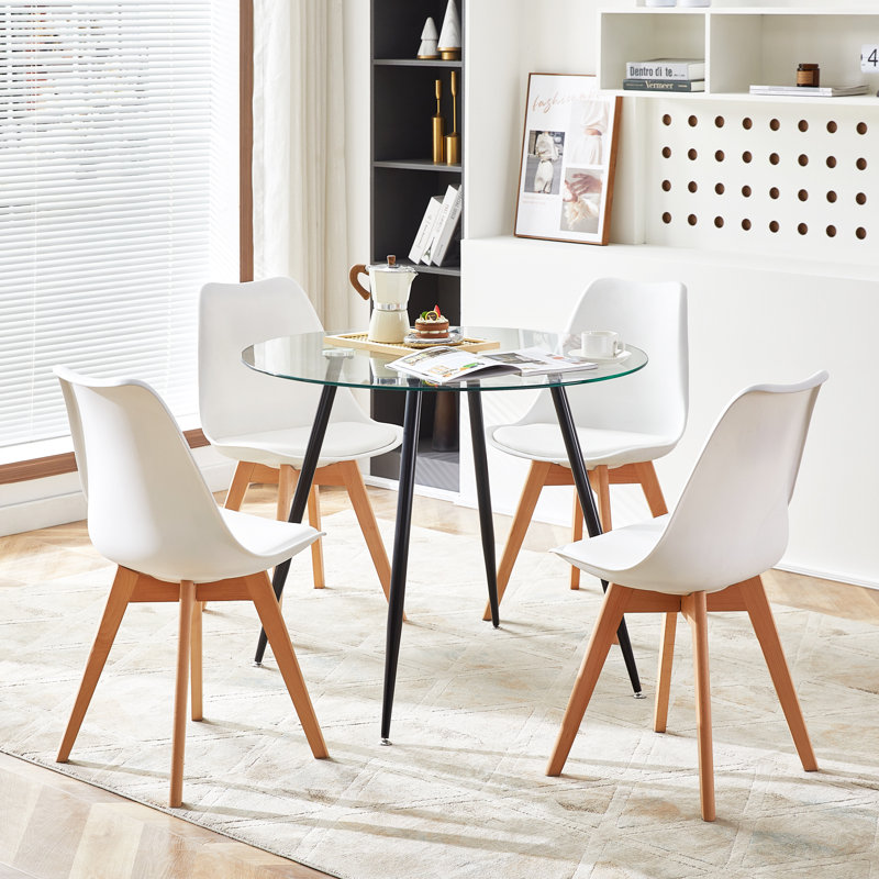 George Oliver Iresha 5 - Piece Glass Top Dining Set & Reviews | Wayfair